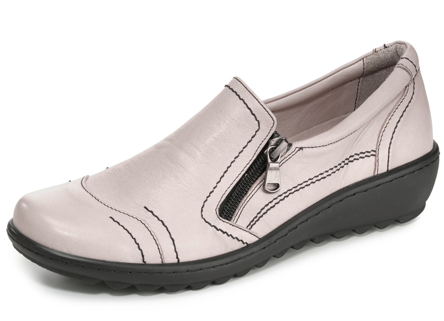 Gemini Slipper aus weichem Rind-Nappaleder - KIESEL