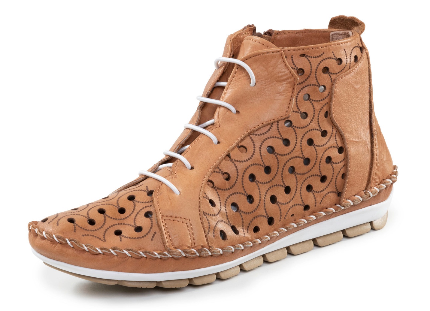 Gemini Bootie mit Knitter-Struktur - CAMEL