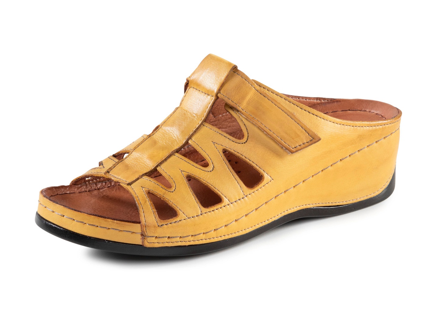 Gemini Pantolette aus teilweise schattiertem Rind-Nappaleder - MAISGELB