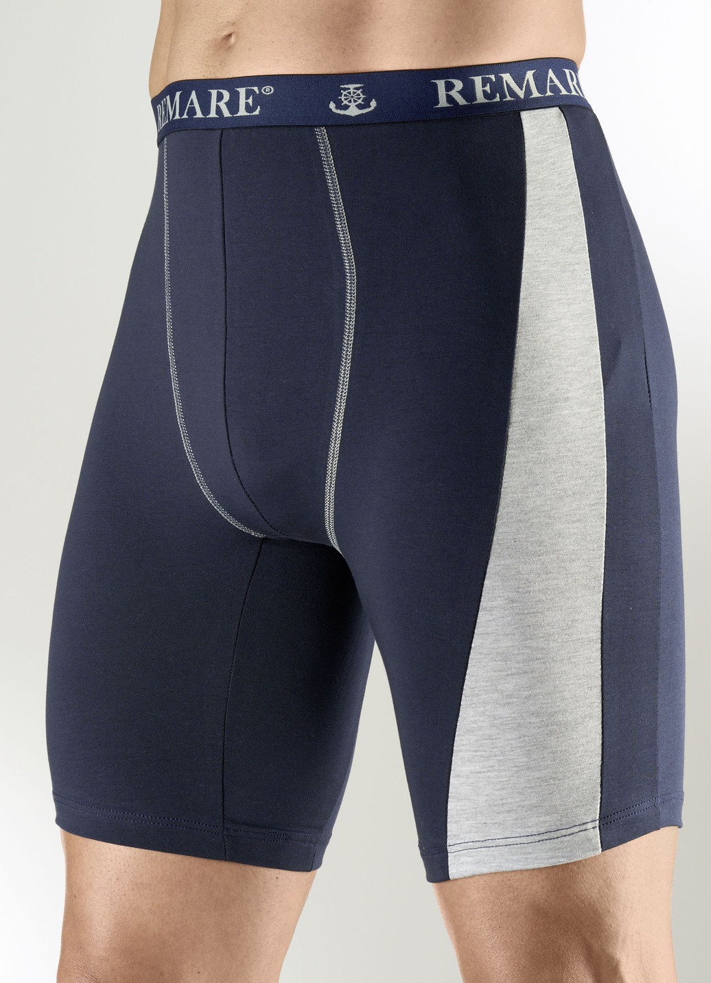 Zweierpack Longpants mit Elastikbund - 2X NAVY-GRAU MELIERT